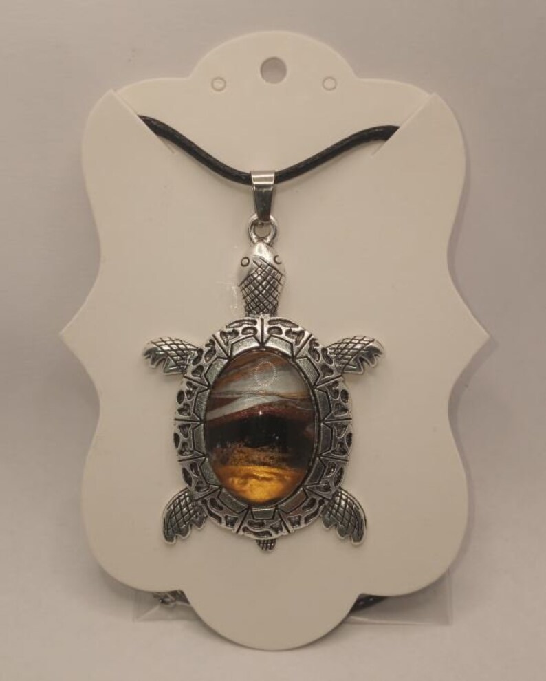 Cabochon Turtle Pendant Necklace - Espresso Gold White #106 - Etsy