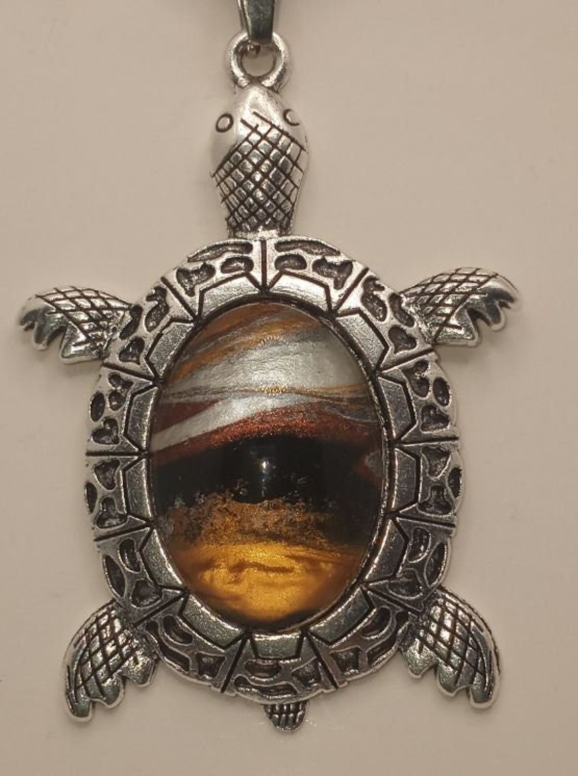 Cabochon Turtle Pendant Necklace - Espresso Gold White #106 - Etsy