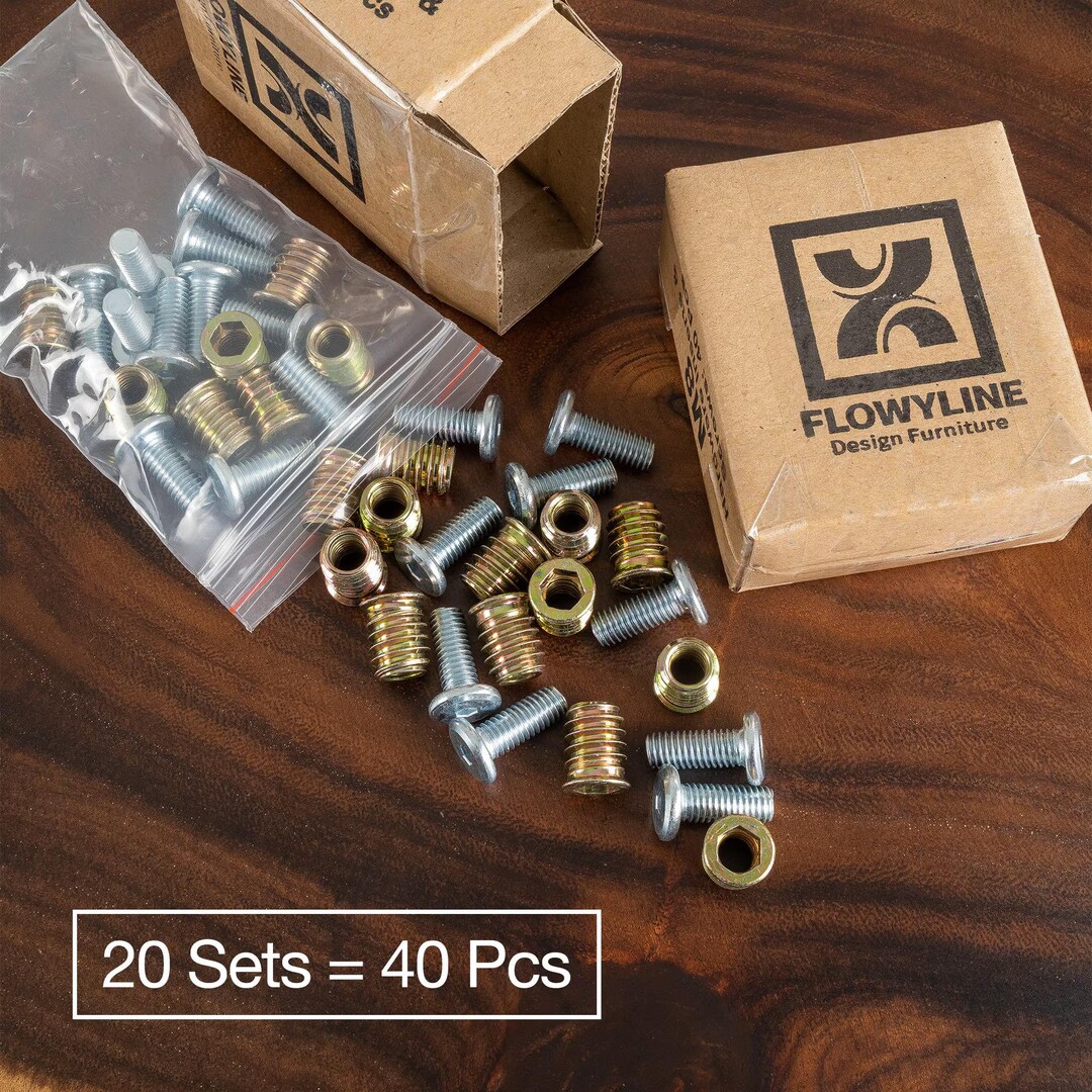 Threaded Inserts and Bolts | Size M6 or M8 | 20 Sets (40 Pcs ...