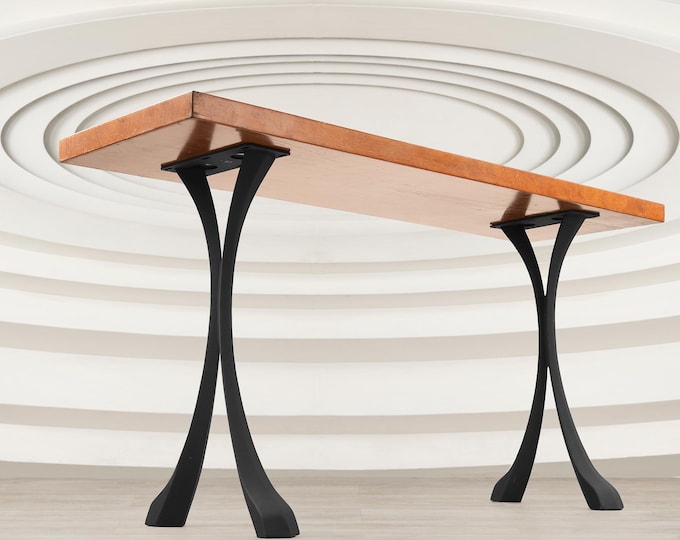 The 'big Bell' Flat Bar Steel Table Leg: MATTE BLACK Powder Coat ...