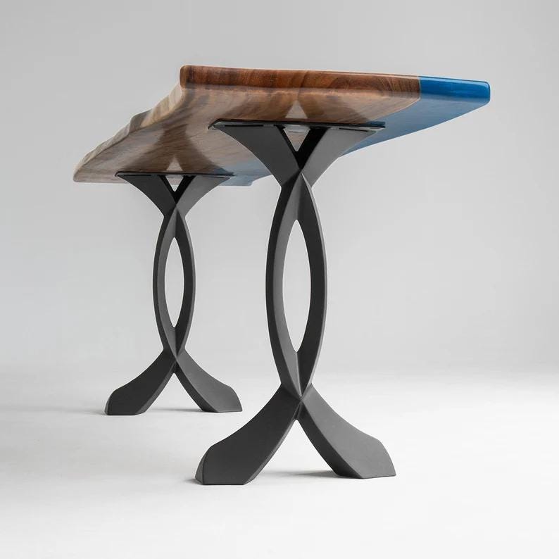Handmade Curva Steel Table Legs, Set of 2, Flowyline - Etsy
