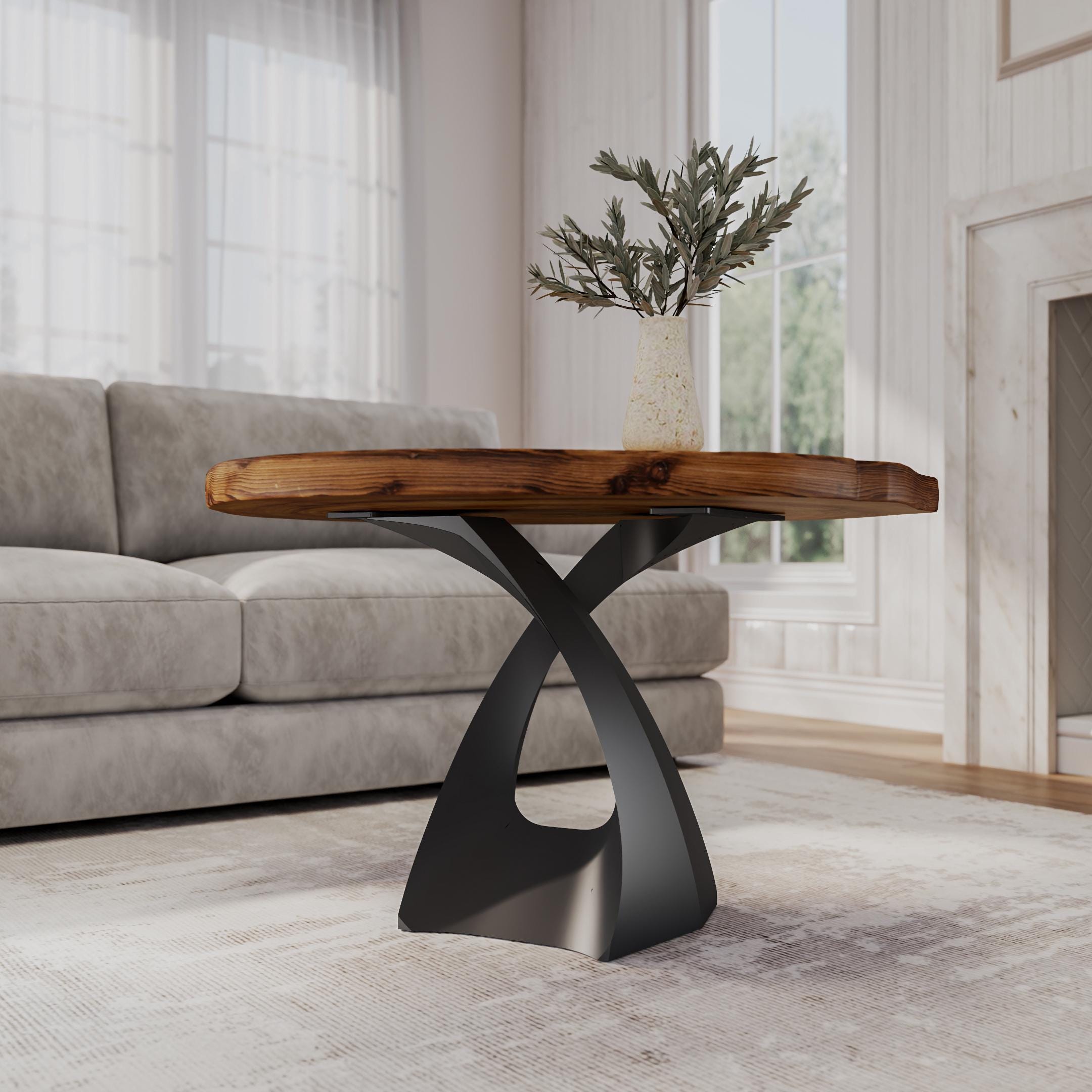 Metal End Table Base, 220 Tulipe 20" H, Only Base for Modern Industrial ...