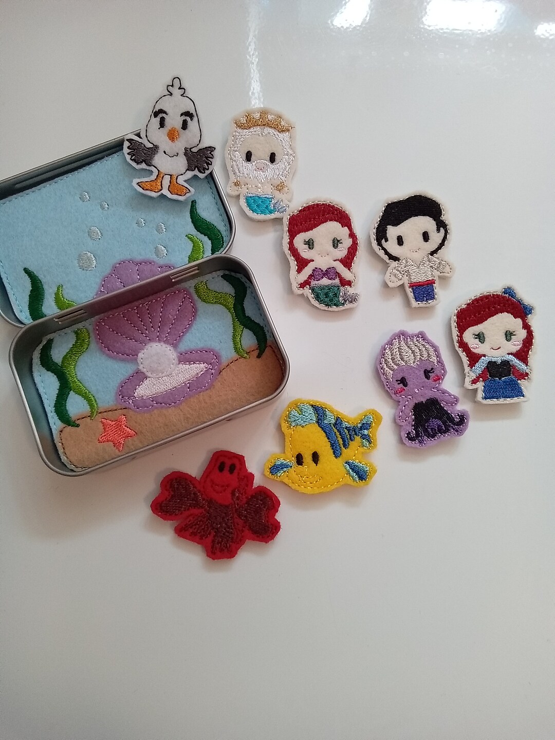 Little Mermaid Tin Play Set, Mermaid Felty, Travel Toy, Quiet Time Play ...