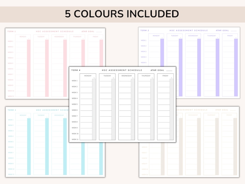 HSC Assessment Schedule Planner Printable | Weekly Planner | Study ...