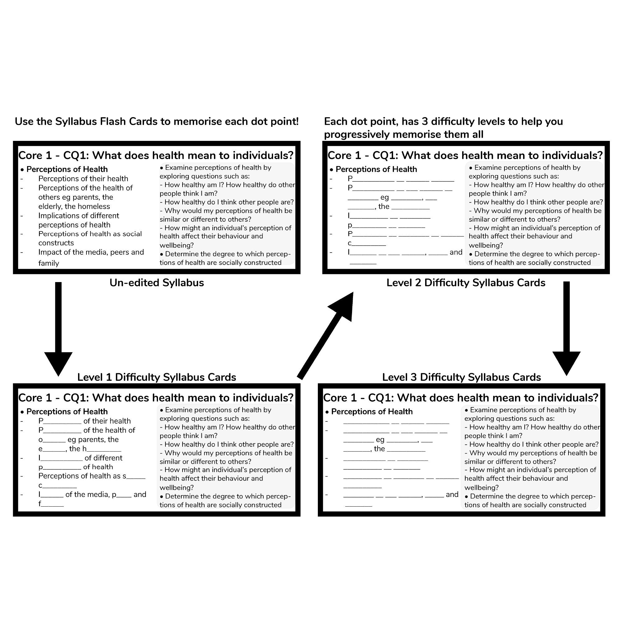 Prelim - PDHPE Core 1 Flash Cards - Etsy