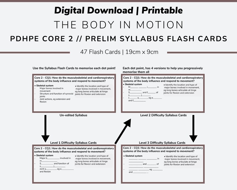 Prelim - PDHPE Core 2 Flash Cards - Etsy