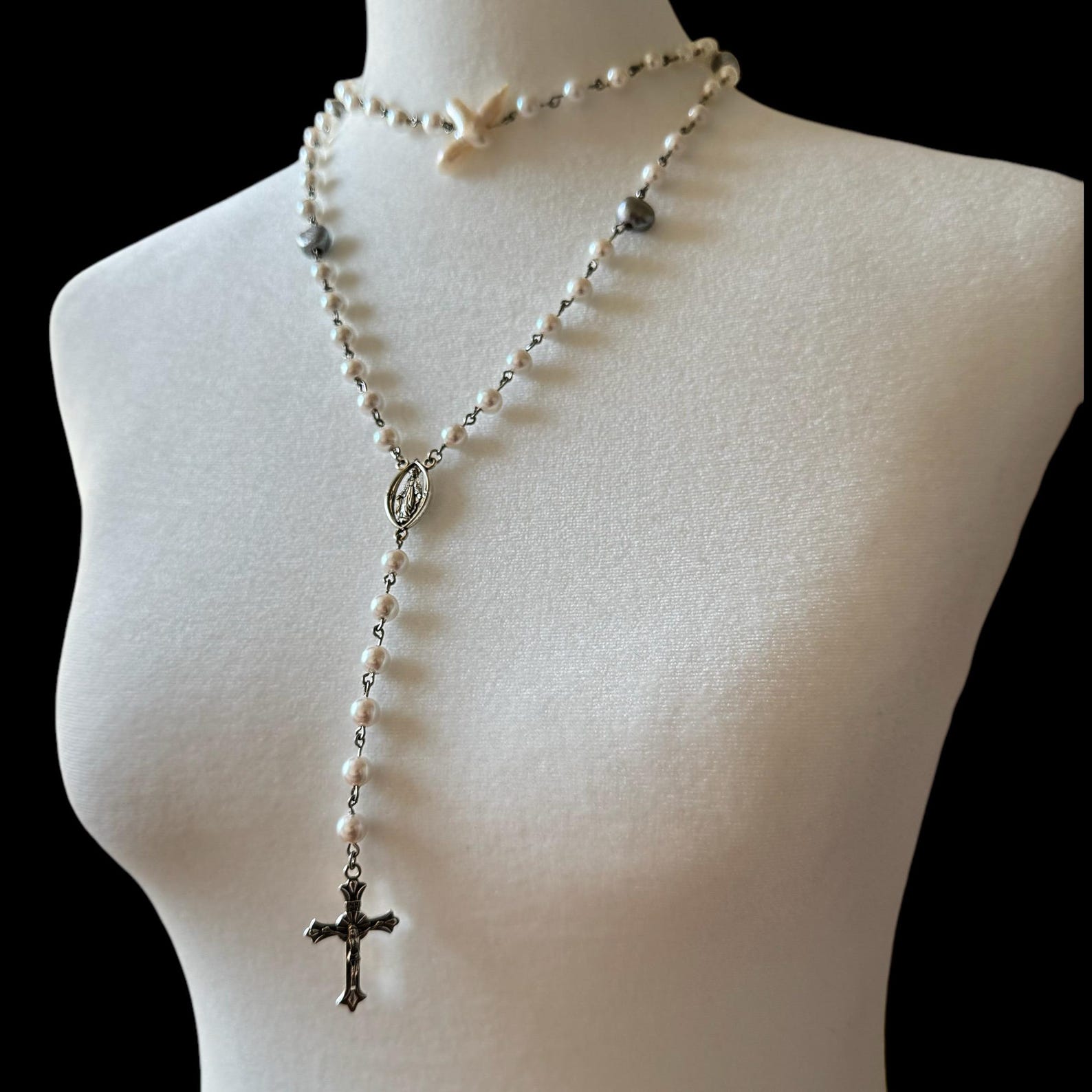Goth Cross Necklace Beaded Rosary Style, Medieval Grunge, Gothic ...