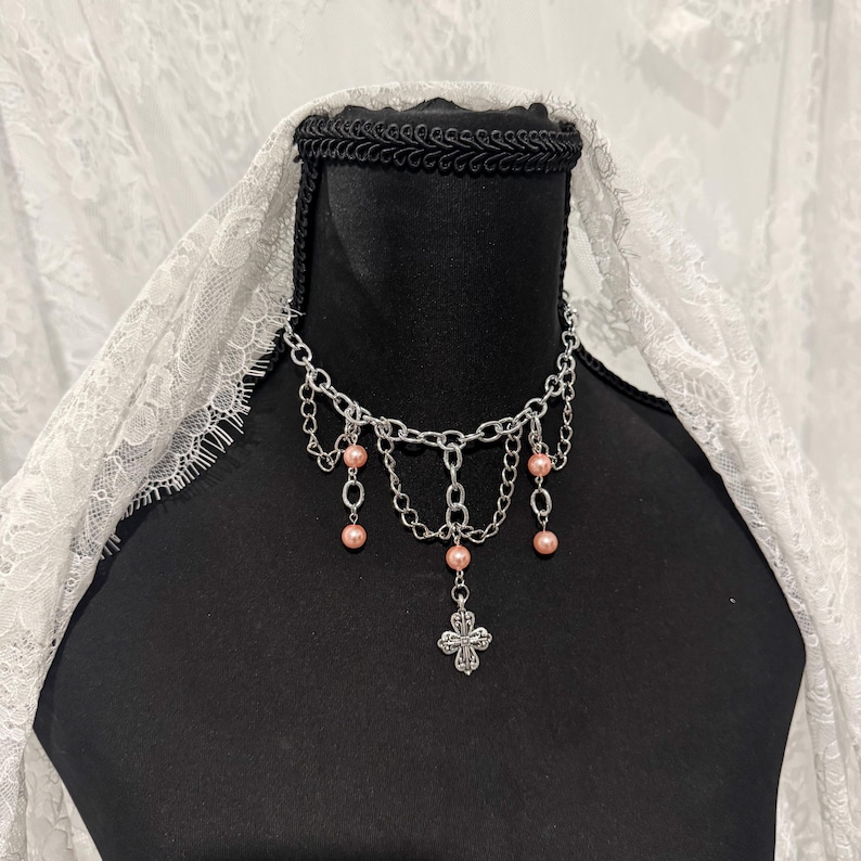 Medieval Pearl Necklace, Gothic Religious Jewelry, Ethereal Style ...