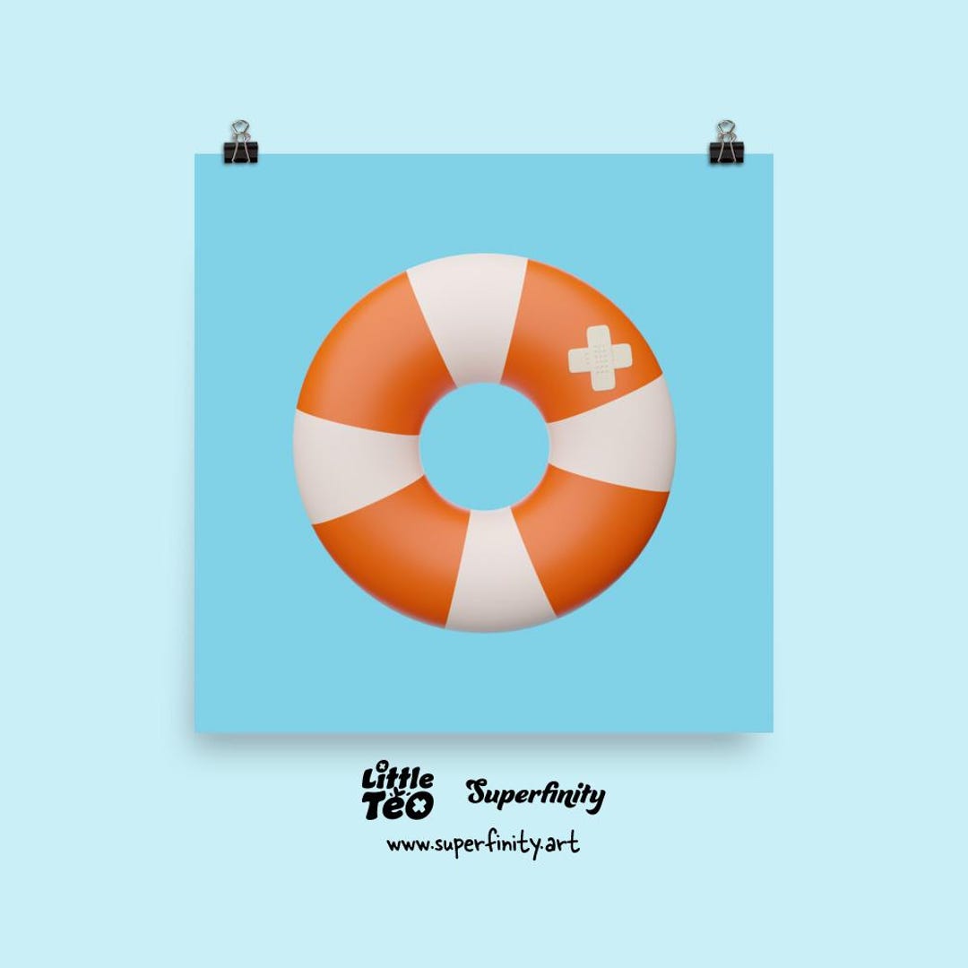 Lifesaver Floaty Poster | Cute Water Lifeguard Sea Safety | Kawaii ...