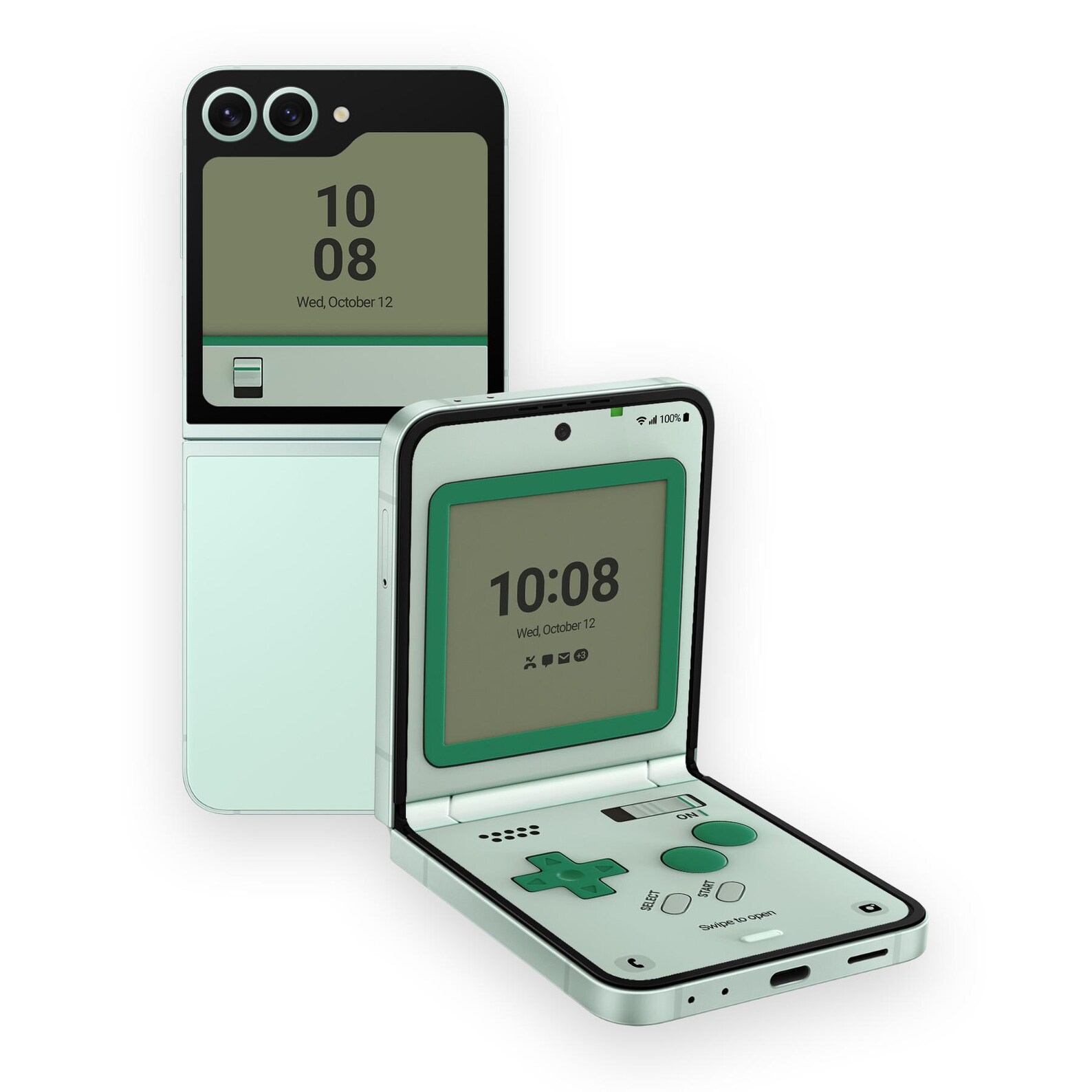 Galaxy Z Flip Mint Portable Game System Wallpaper | Handheld Gaming ...