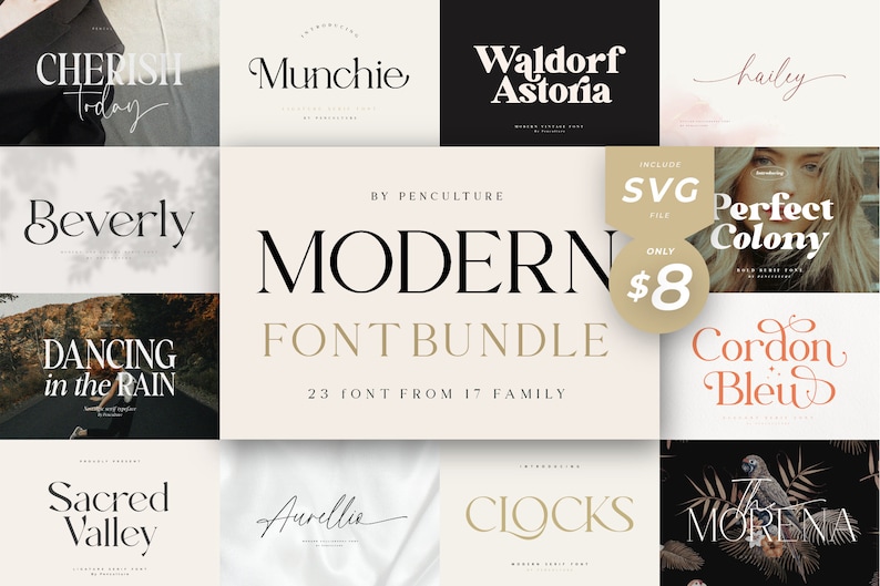 Modern Font Bundle Editable Template License - Etsy