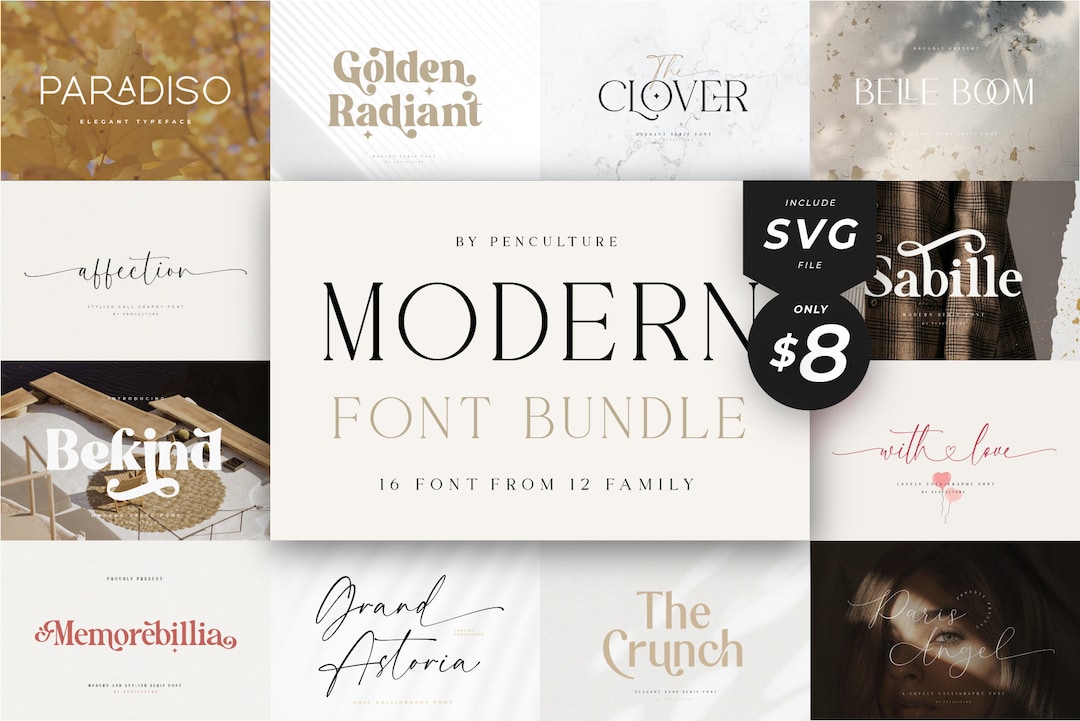 Modern Font Bundle - Wedding Fonts, Cricut Fonts, Procreate Fonts ...