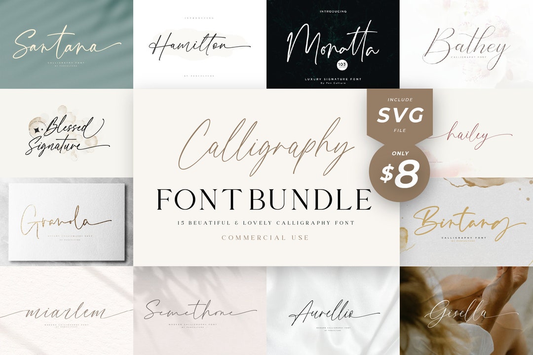 Calligraphy Font Bundle, Wedding Font Bundle, Handwritten Font, Script Font, Cricut Font ...