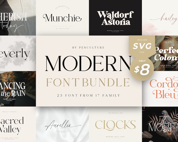 Modern Font Bundle - Logo Fonts, Wedding Fonts, Handwritten Fonts ...