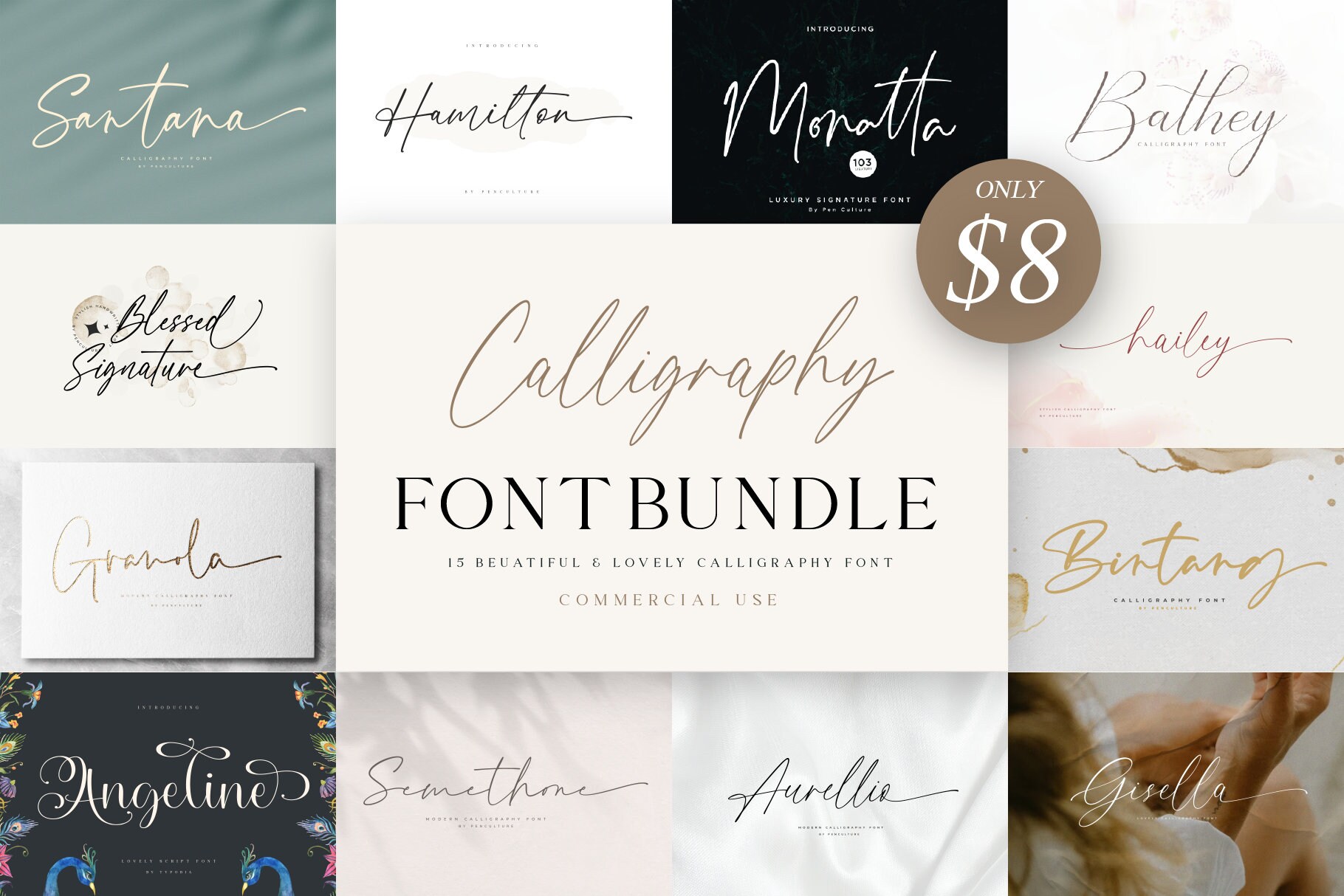 Calligraphy Font Bundle Wedding Font Bundle Handwritten - Etsy Australia