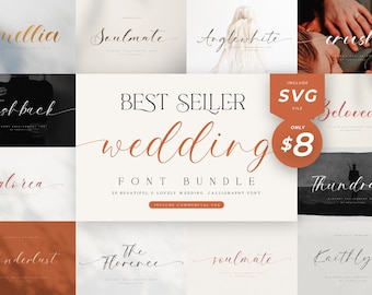 Calligraphy Font Bundle, Wedding Font Bundle, Handwritten Font, Script Font, Cricut Font ...