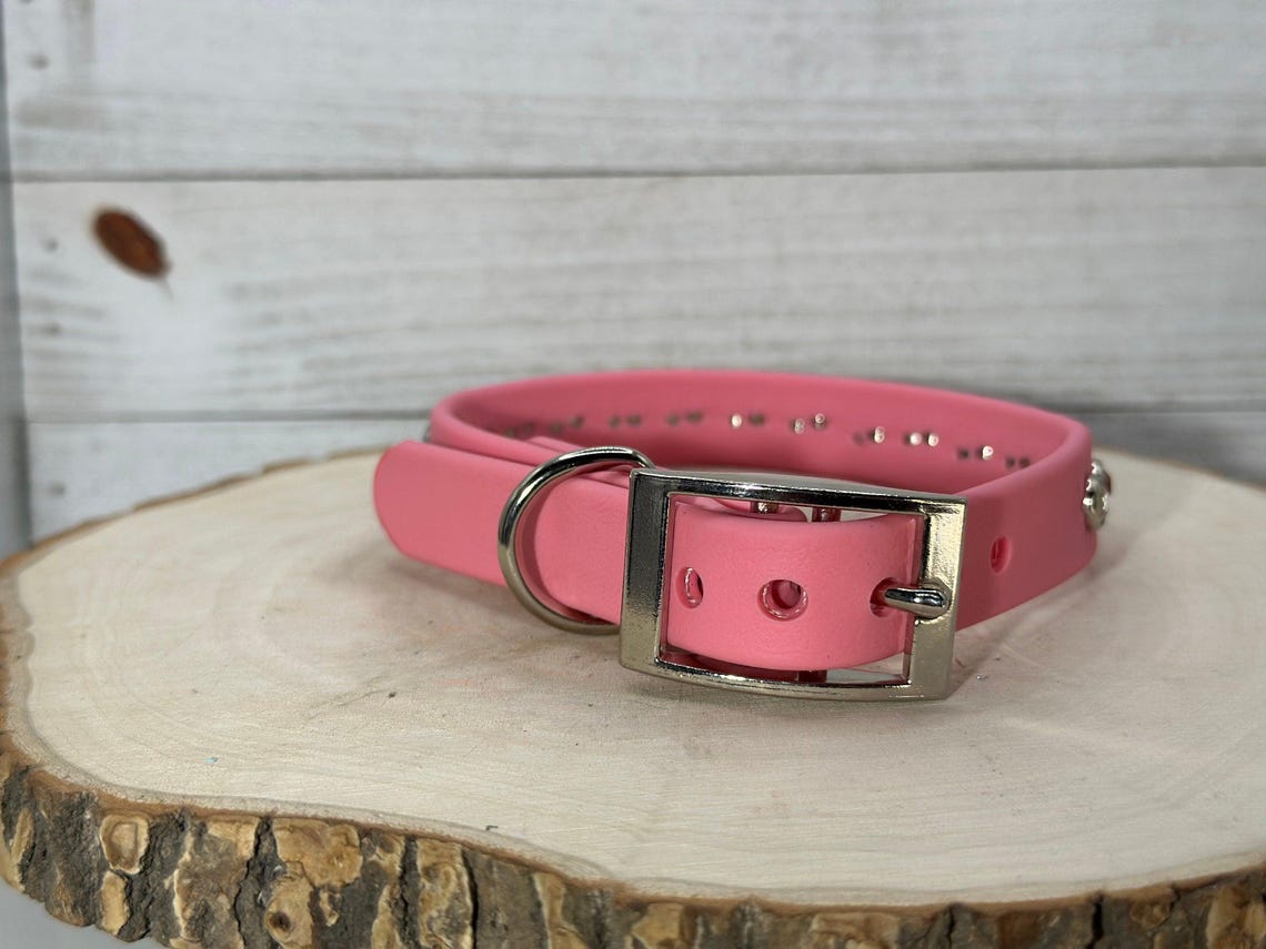 Pastel Bubblegum Pink Crystal Vegan Leather Dog Collar - 12-14 Inch - Etsy