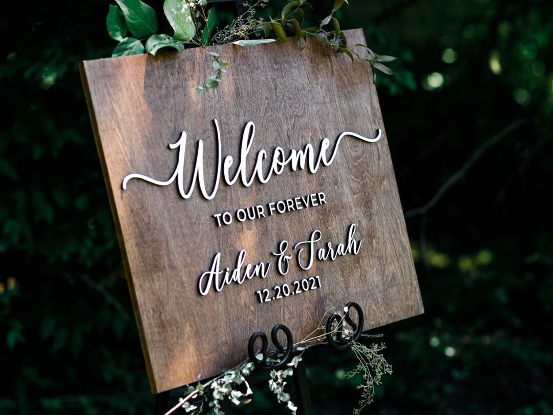 Custom Wedding Welcome Sign, Wedding Ceremony Signage, Laser Engraving ...