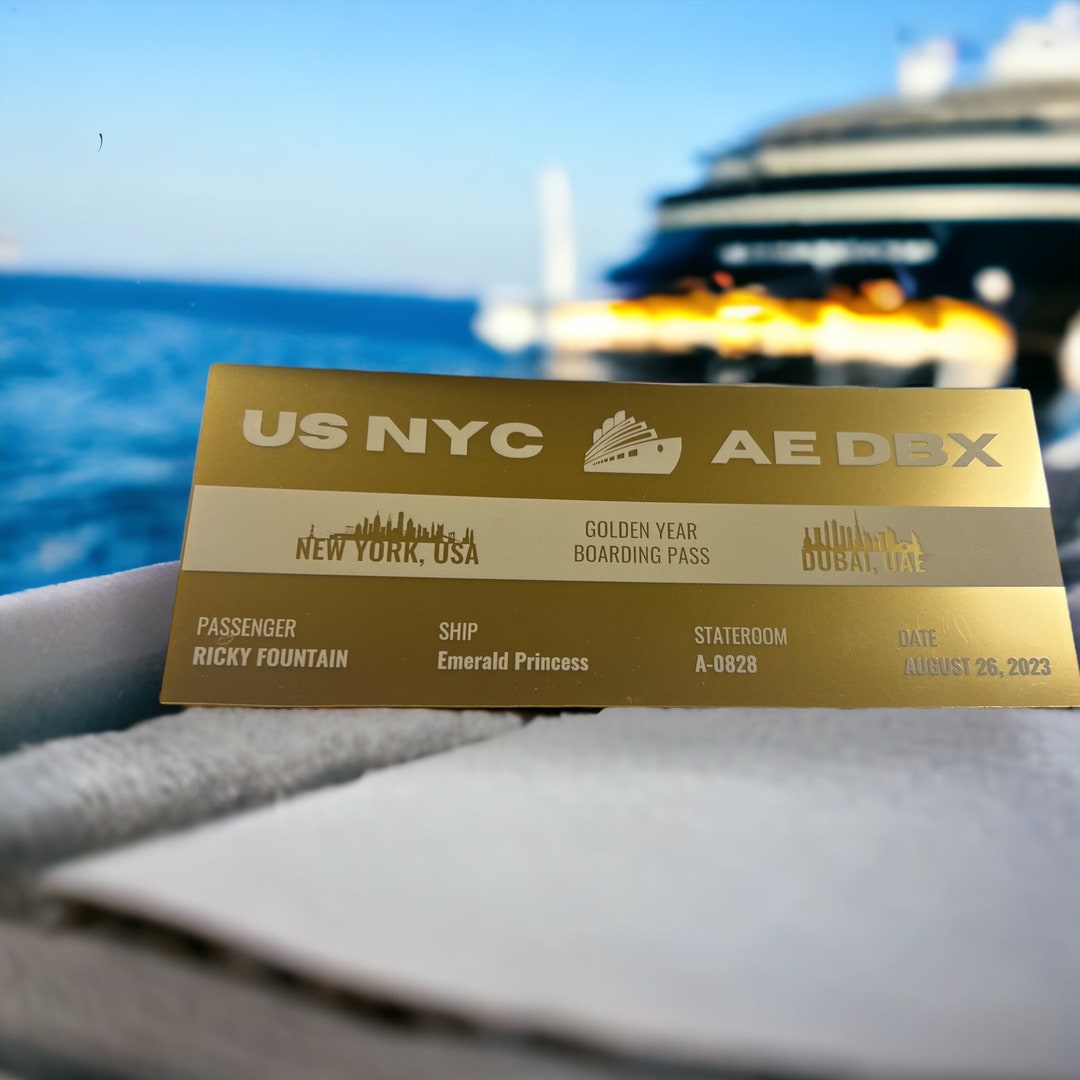 Luxury Golden Cruise Ticket Boarding Pass, Surprise Trip, Boarding ...