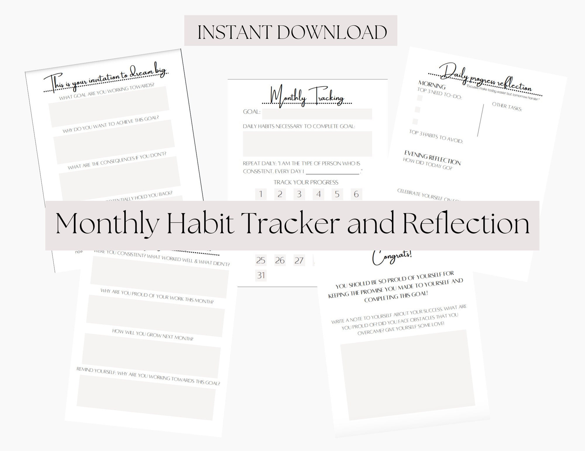 Goal Tracking and Planning Printables, Goal Calendars, Goal Reflection ...