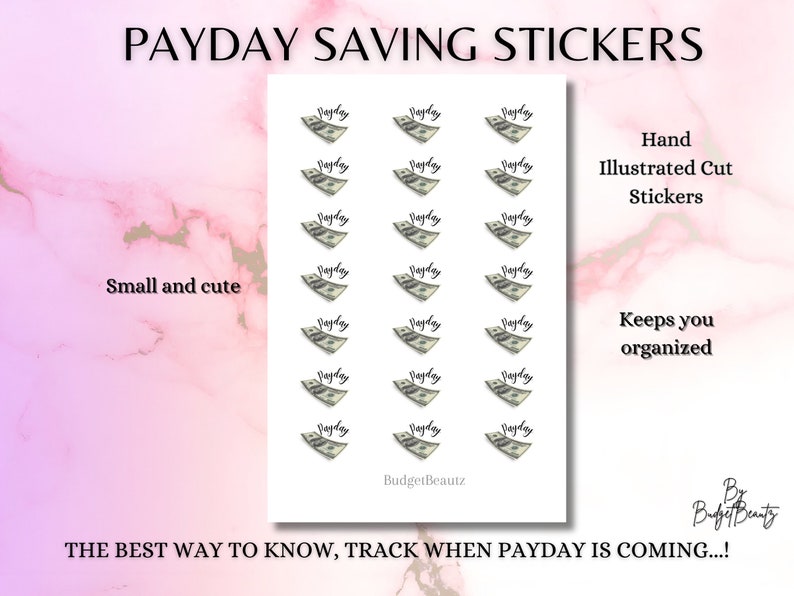 Pay Day Saving Stickers, Cute, Save Money Planner Stickers for Finance ...