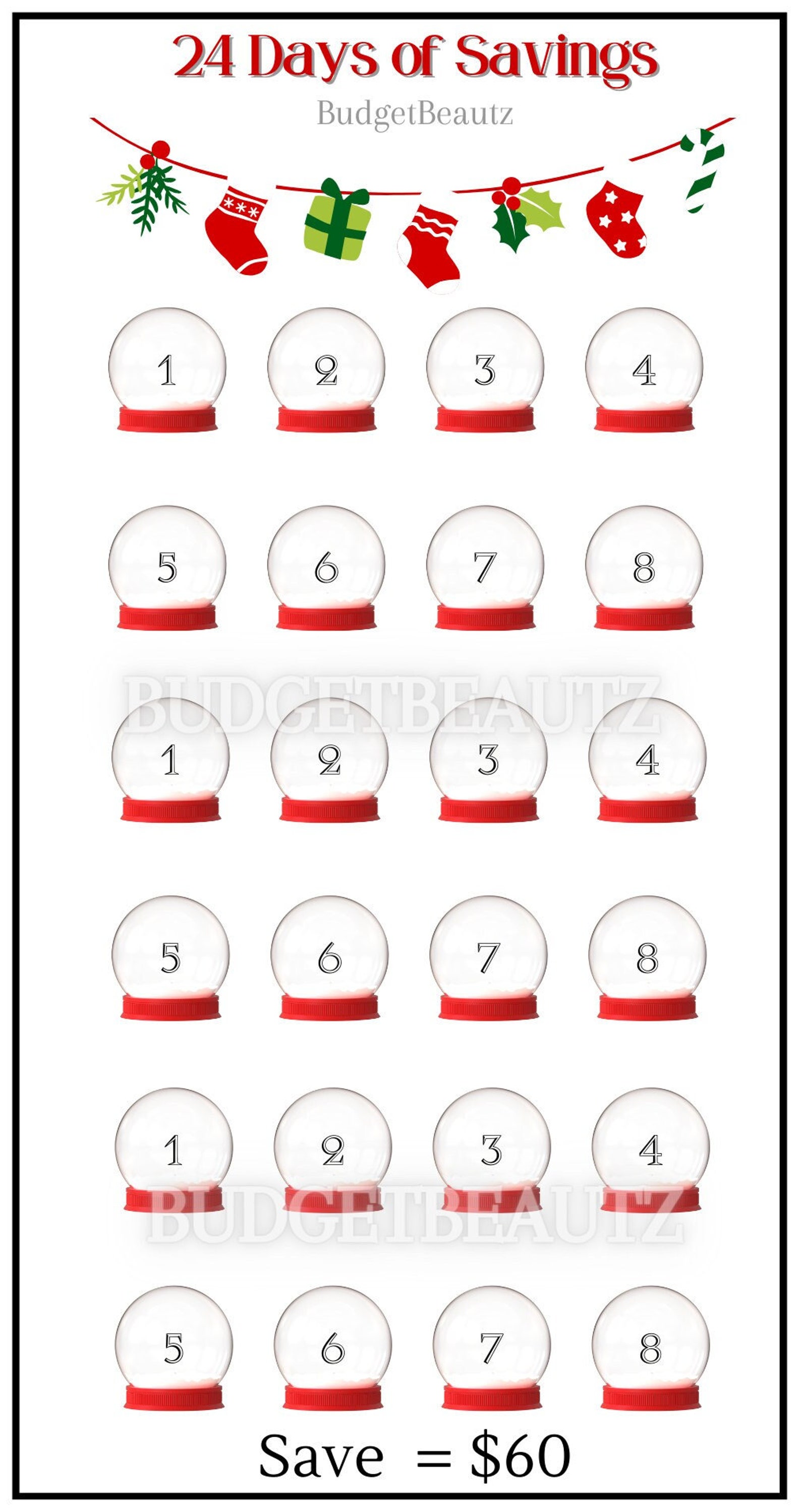 24 Days of Savings Printable PDF I Savings System I - Etsy