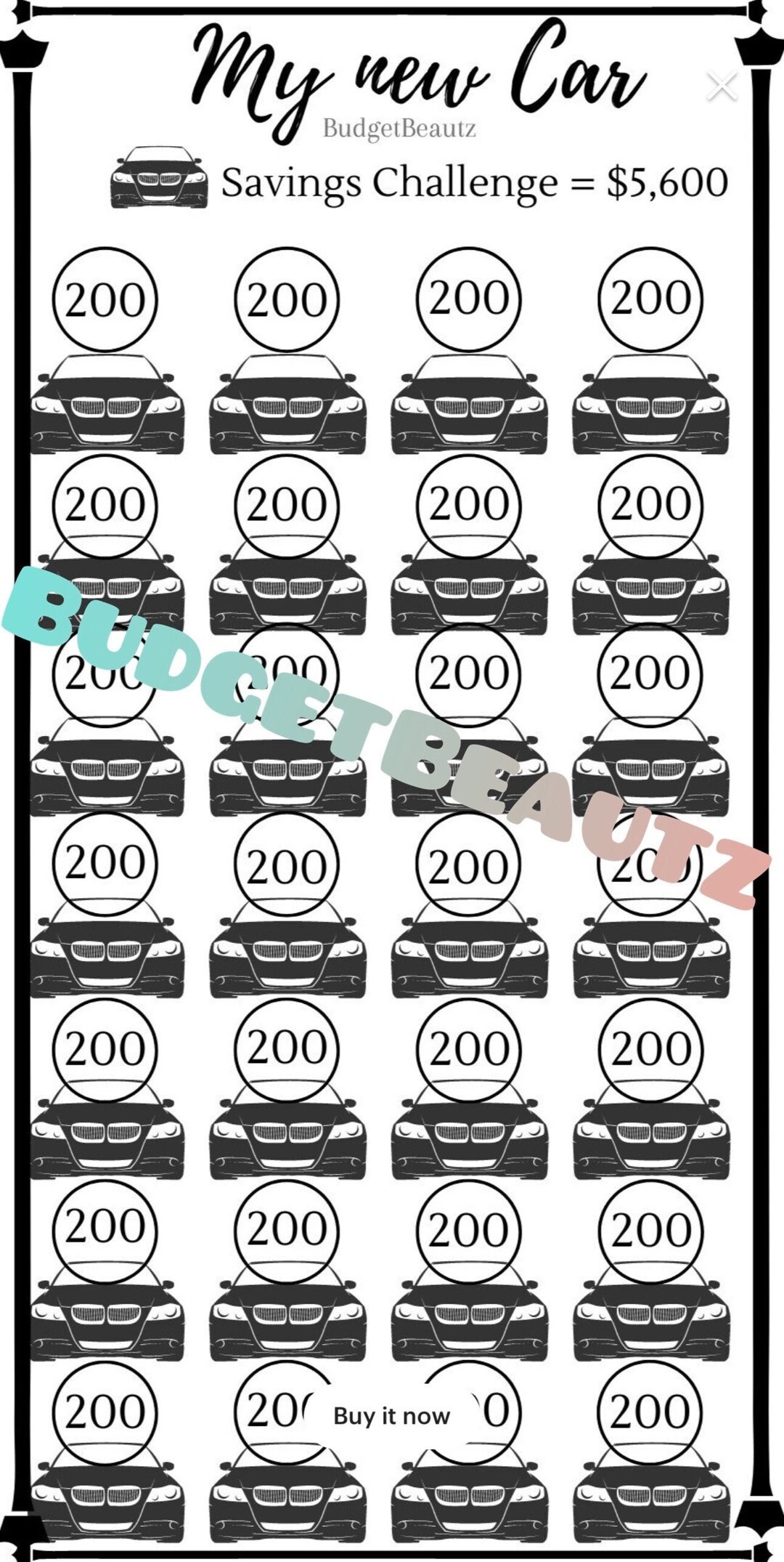 A6 Savings Challenge | "my New Car" Challenge Tracker| Printable PDF I ...