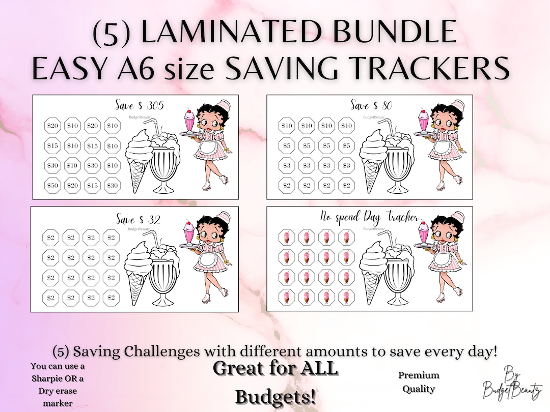 Laminated Betty Boop Pink Bundle Savings Challenge | Cash Trackers ...