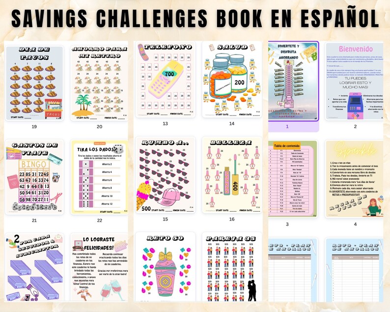 Savings Challenge Book I Challenges I Savings System I Spanish - Etsy