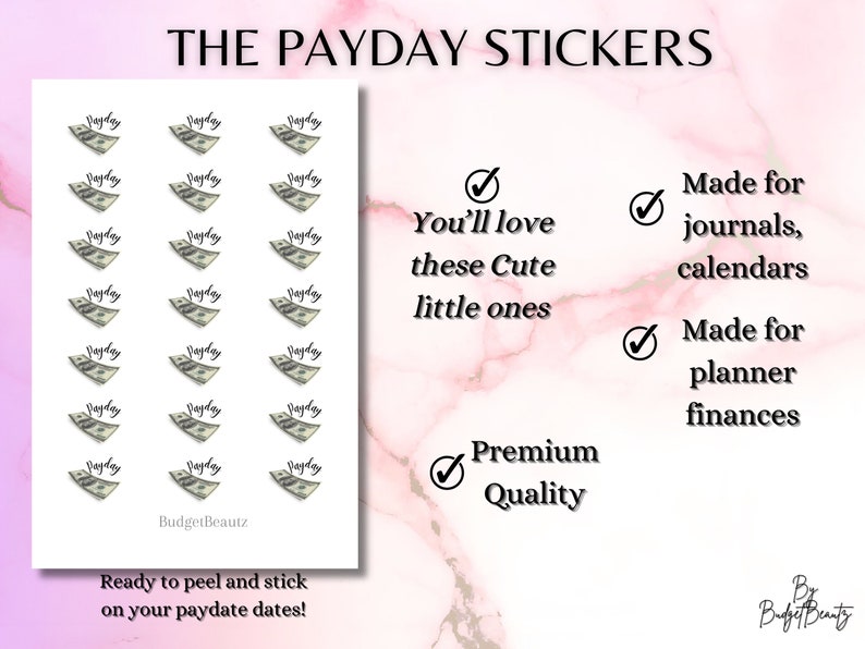 Pay Day Saving Stickers, Cute, Save Money Planner Stickers for Finance ...