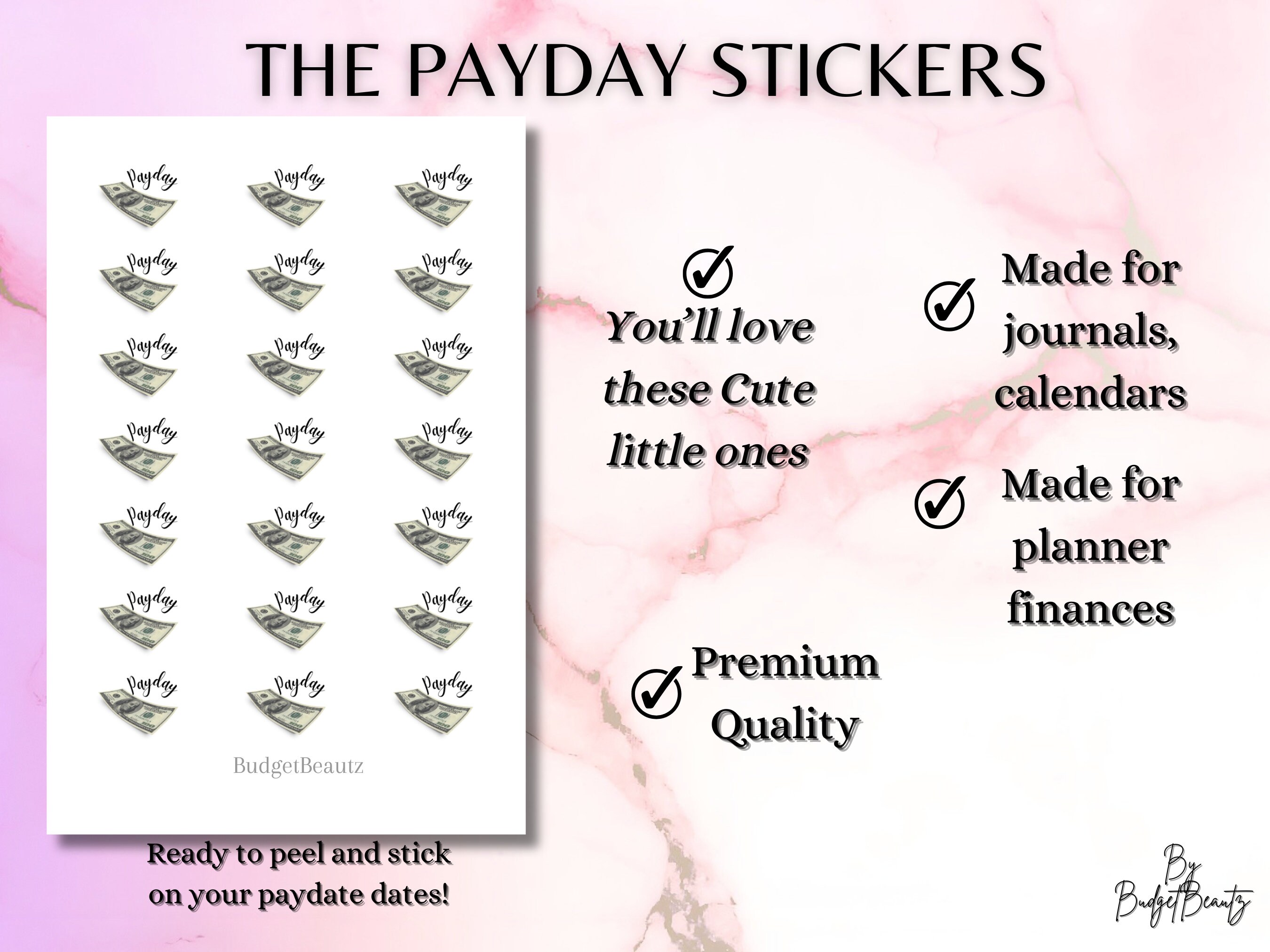 Pay Day Saving Stickers, Cute, Save Money Planner Stickers for Finance ...