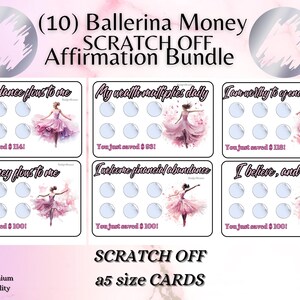 Ballerina SCRATCH OFF Savings BUNDLE I A5 Cards I Affirmation Scratch ...