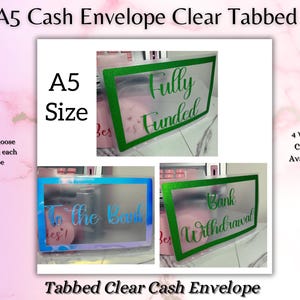 A5 Cash Stuffing Envelopes Tabbed Clear Cash Envelopes Personalized ...