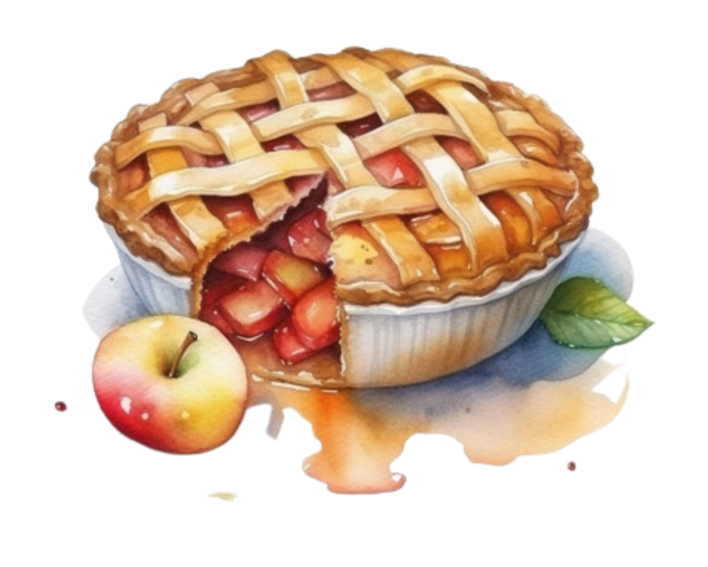 Watercolor Apples Clipart Digital Png Apple Harvest Graphics for ...