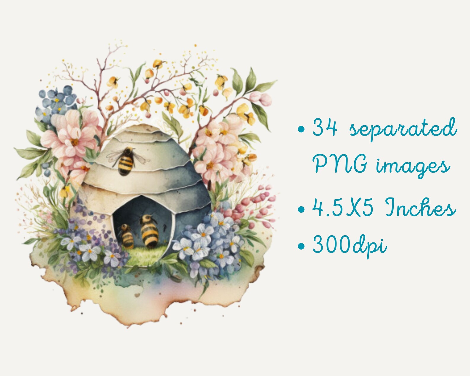 Watercolor Honey Bee Clipart, Queen Bee Png, BEE Png BUNDLE, Honey Bee ...