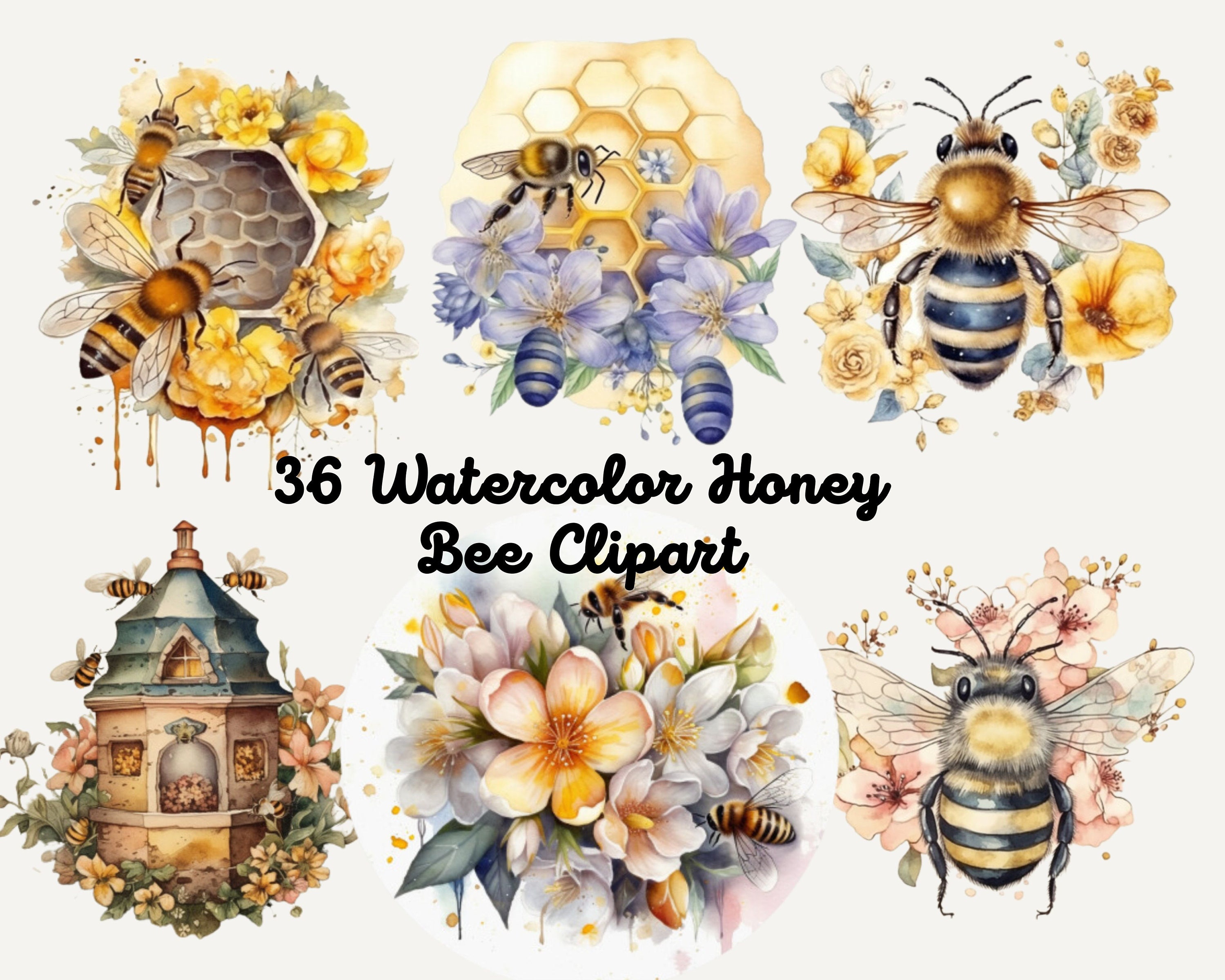 BEE Png BUNDLE, Watercolor Honey Bee Clipart, Queen Bee Png, Honey Bee ...
