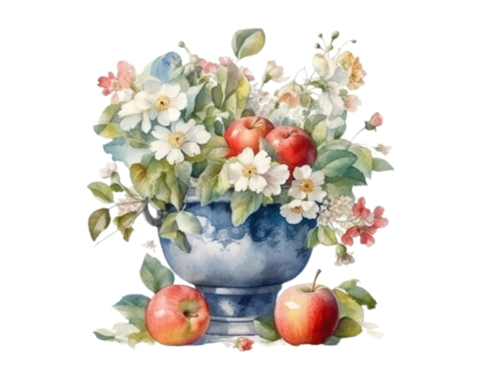 Watercolor Apples Clipart Digital Png Apple Harvest Graphics for ...