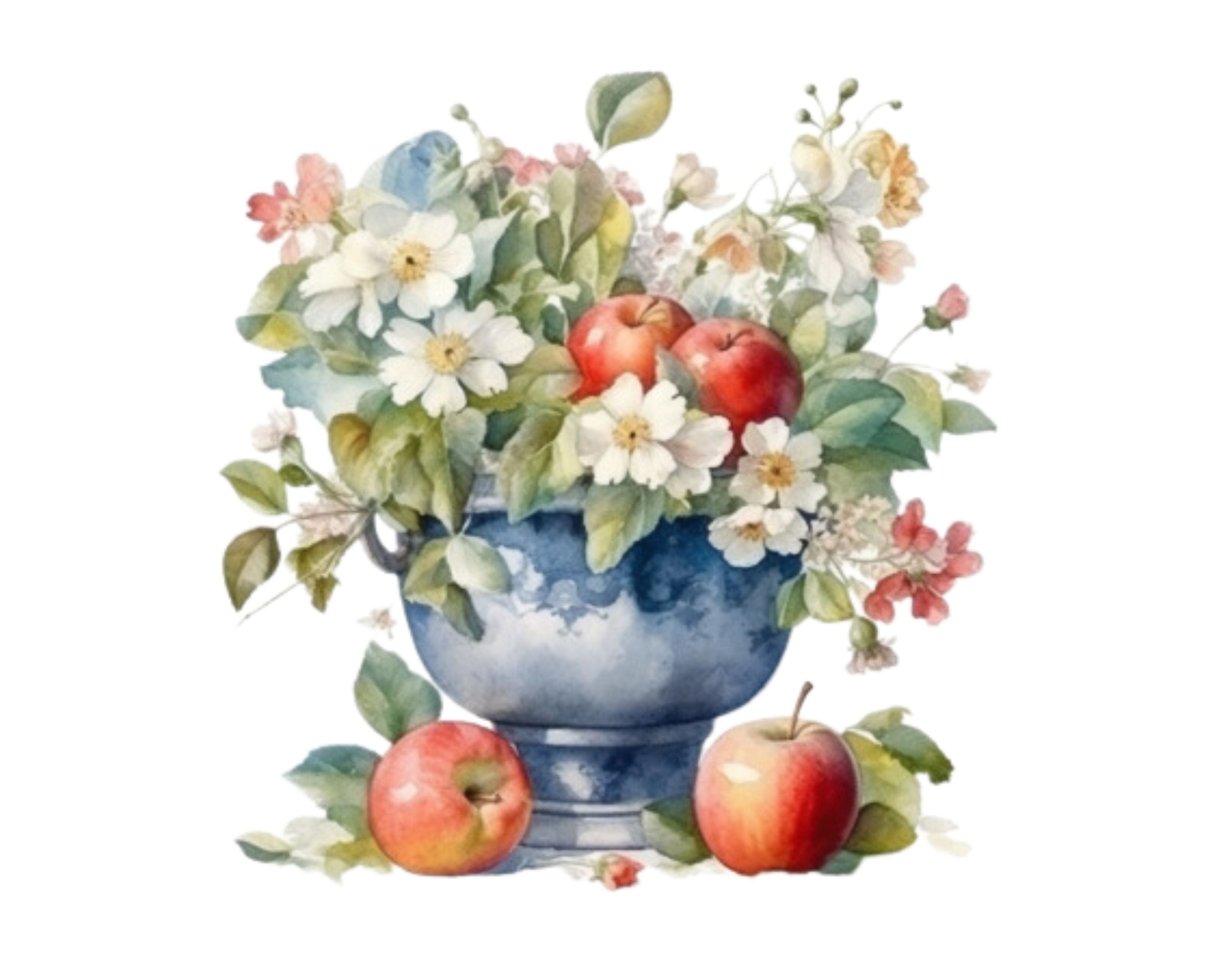 Watercolor Apples Clipart Digital Png Apple Harvest Graphics for ...