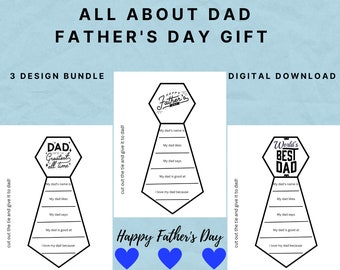 All About My Dad Printable, Fathers Day Gift From Kids, Fathers Day ...