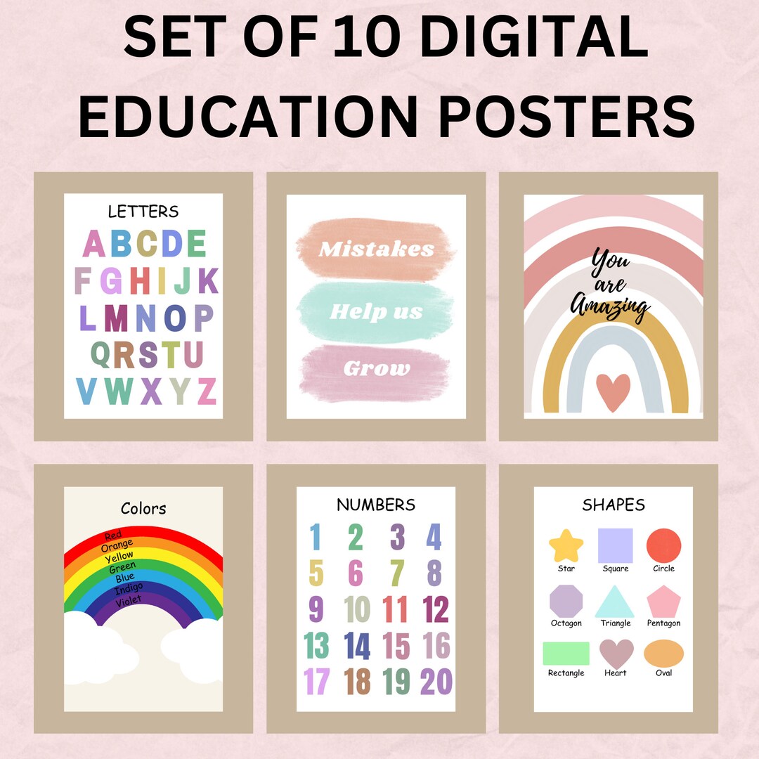 Set of 10 Educational Posters, Homeschool Prints, Montessori Classroom ...