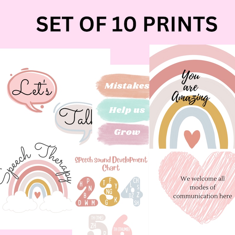 10 Speech Therapy Room Posters SLP Decor Language Pathologist - Etsy