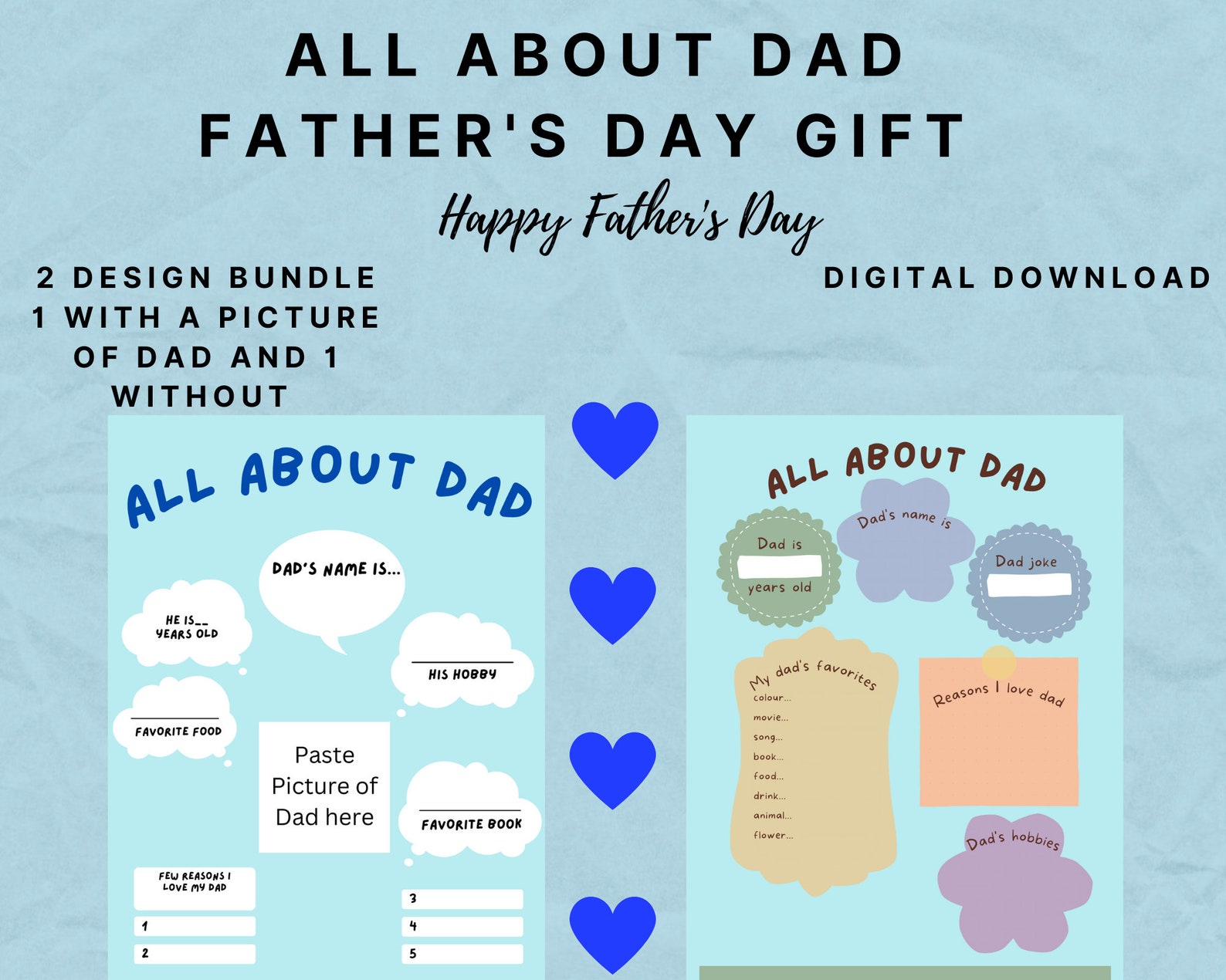 All About My Dad Printable, Fathers Day Gift From Kids, Fathers Day ...