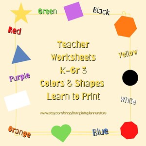Teacher and Home School Printable Activity Sheets Colours & - Etsy