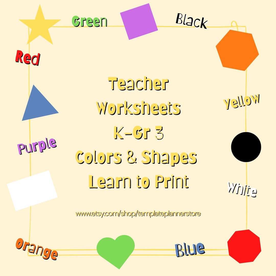 Teacher and Home School Printable Activity Sheets Colours & - Etsy