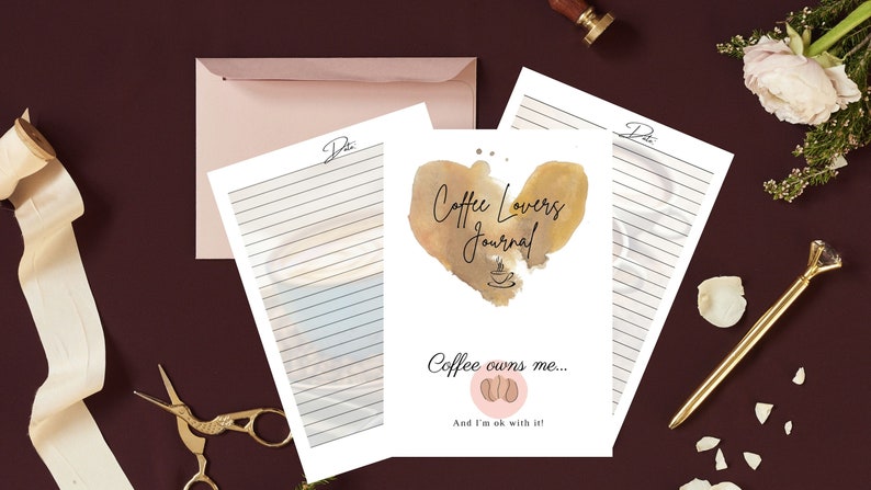Coffee Lovers Printable Journal Pages Are Full Background Colour and ...