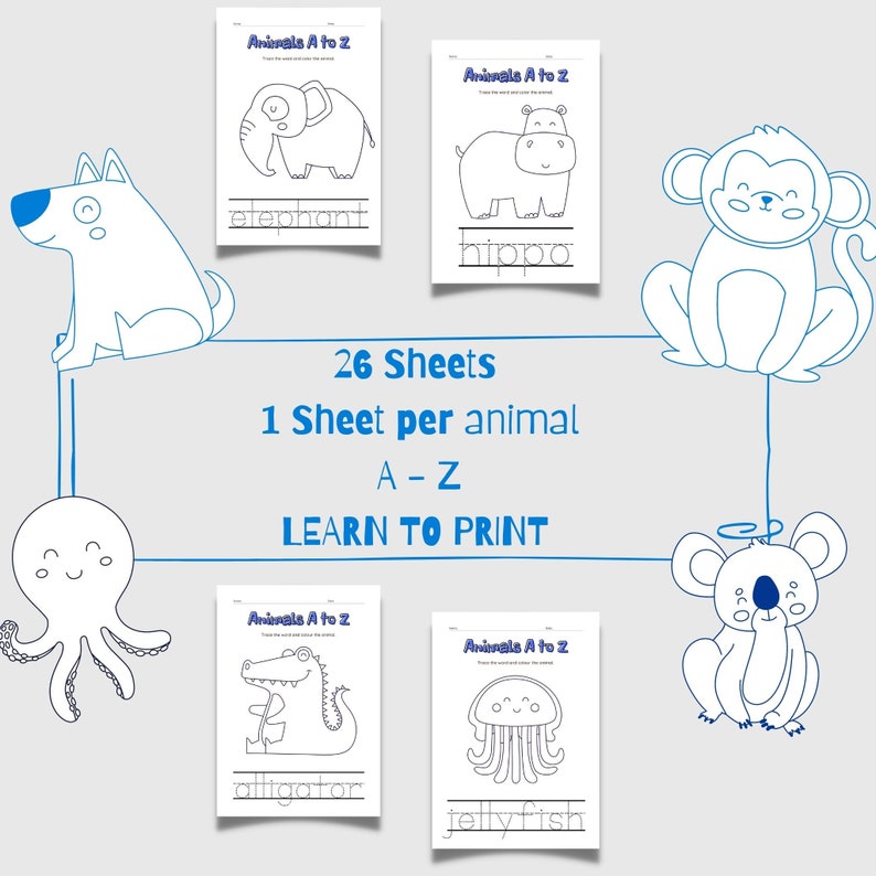 Teacher and Home School Printable Activity Sheets Animals A to Z Are to ...