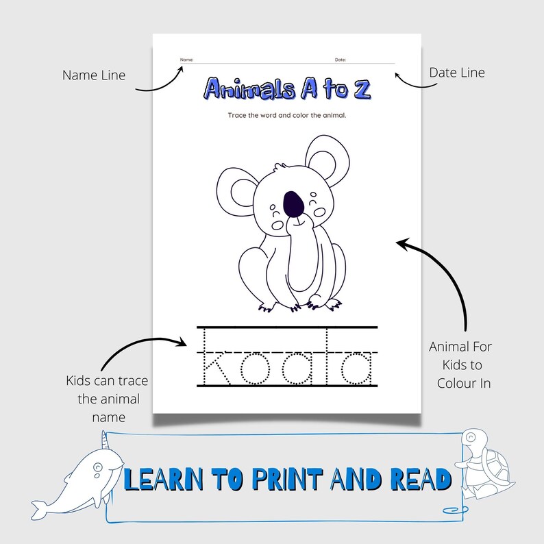 Teacher and Home School Printable Activity Sheets Animals A to Z Are to ...