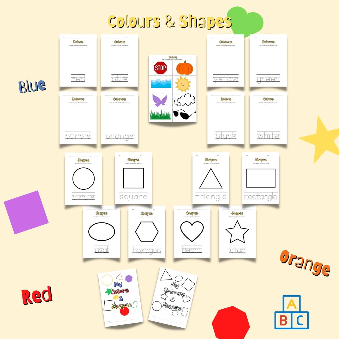 Teacher and Home School Printable Activity Sheets Colours & - Etsy