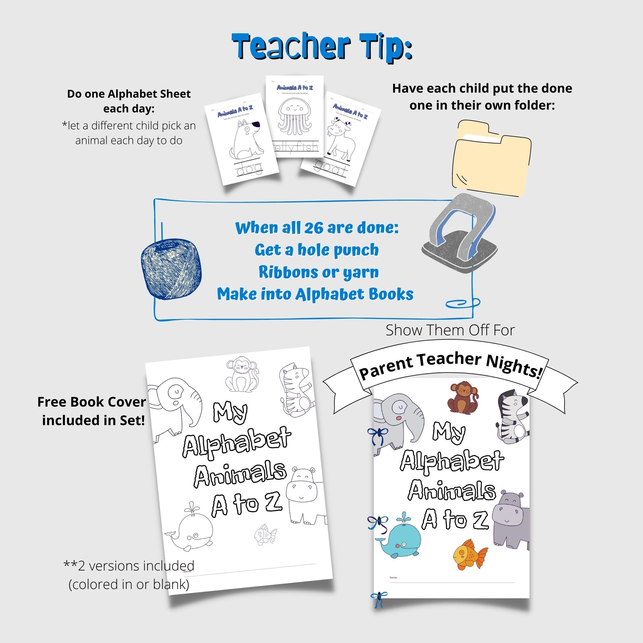 Teacher and Home School Printable Activity Sheets Animals A to Z Are to ...