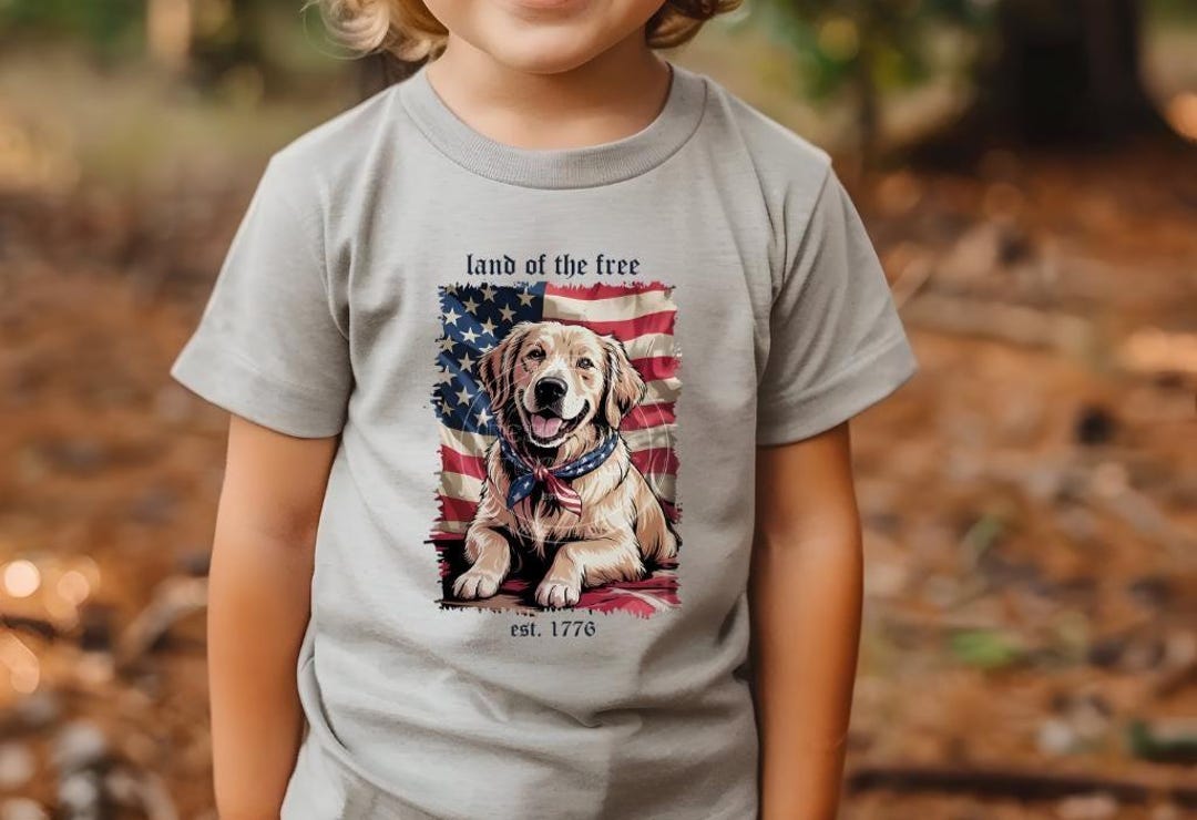 Patriotic Yellow Lab PNG: Land of the Free Sublimation (digital ...